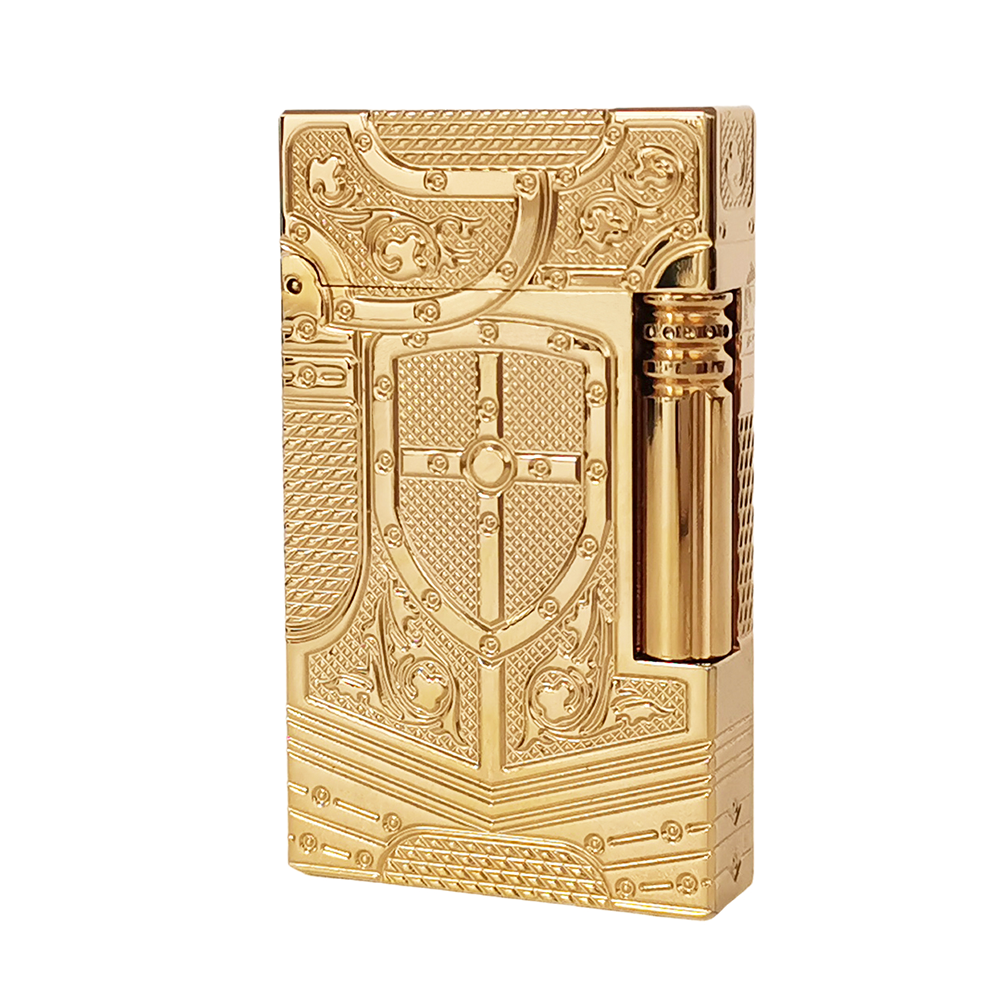 Knight Shield Engraved St.Dupont Cigarette Lighter Brass Refill Gas#14 ...